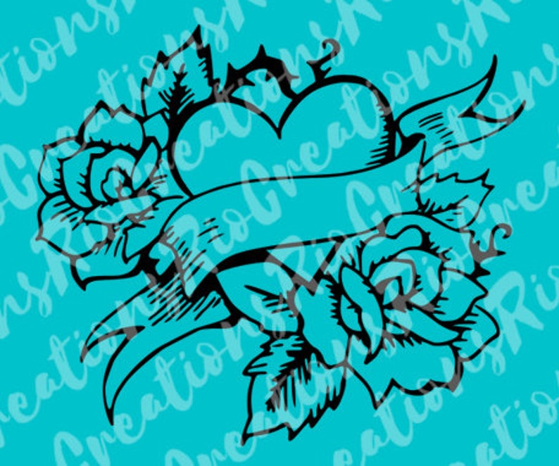 Heart Ribbon Silhouette Svg File, Heart Ribbon Clip Art, Heart Ribbon ...