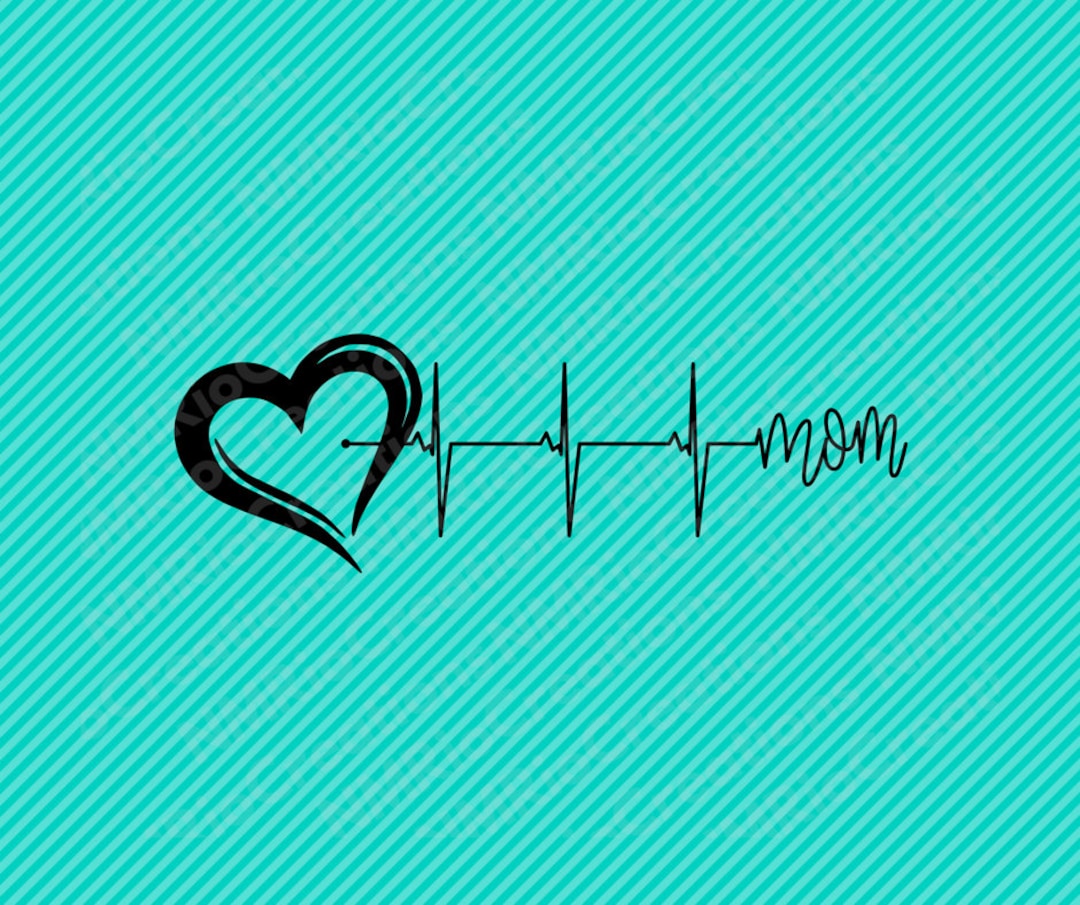 Moms Heart Beat Silhouette Svg File, Heart Beat Clip Art, Heart Beat ...