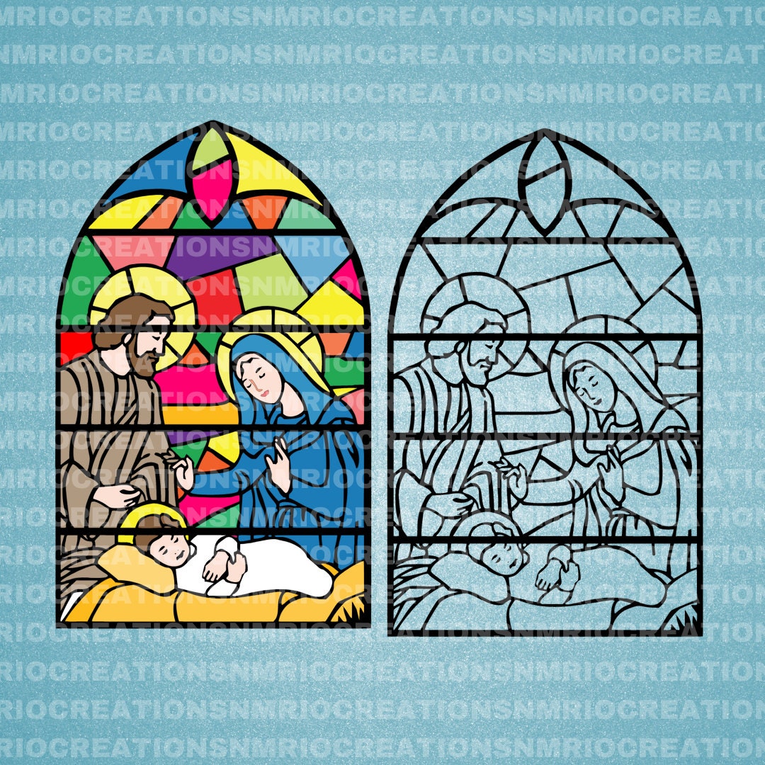 Holy Family Stained Glass Silhouette Svg File, Holy Family Clip Art ...