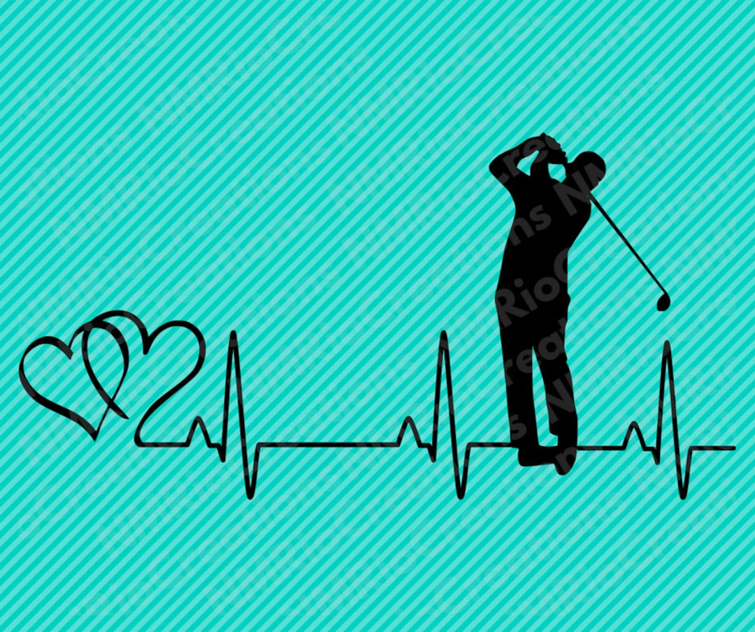Heart Beats Golf Silhouette Svg File, Love Golf Clip Art, Heart Beat ...
