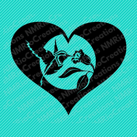 Heart Humming Bird Silhouette Svg File Heart With Humming - Etsy