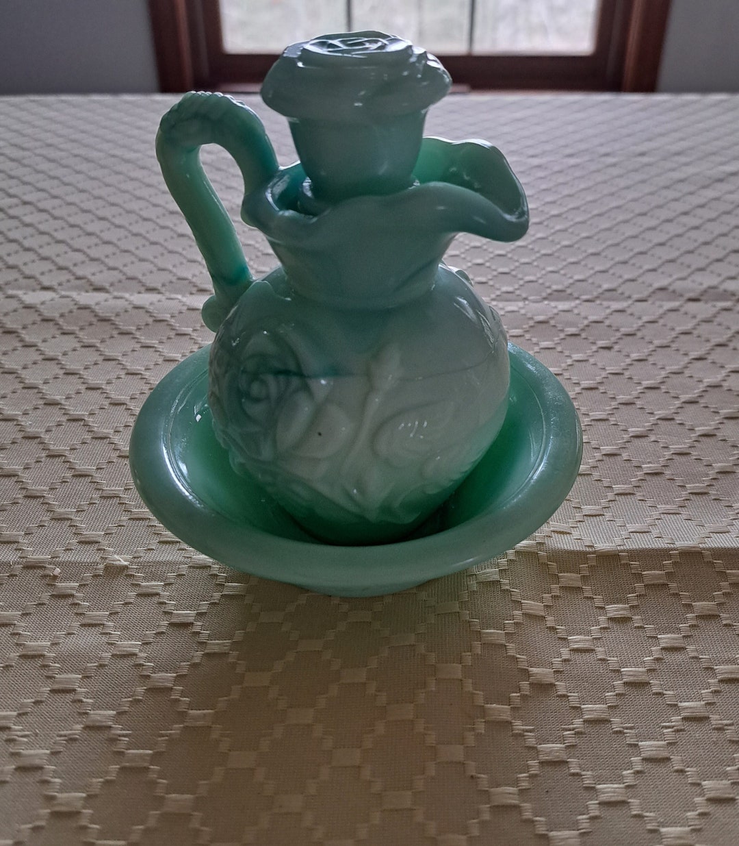 Vintage Avon Victoriana Green Fields 1978 Glass Bubble Bath Pitcher ...