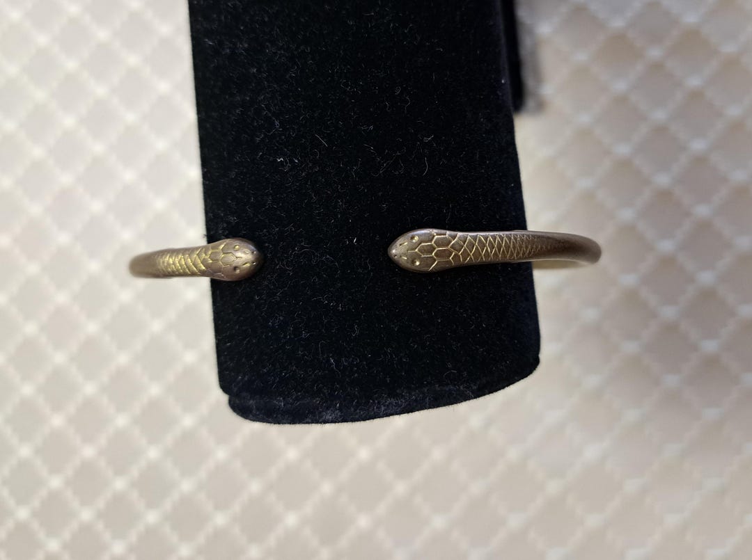 Vintage Art Deco Solid Heavy Brass Snake Torque Bracelet 4 - Etsy