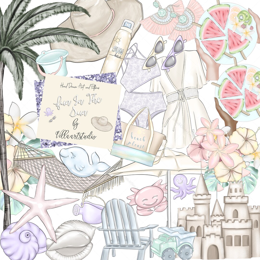 Fun in the Sun Clipart, Summer Clipart, Tropical, Beach, Nautical ...