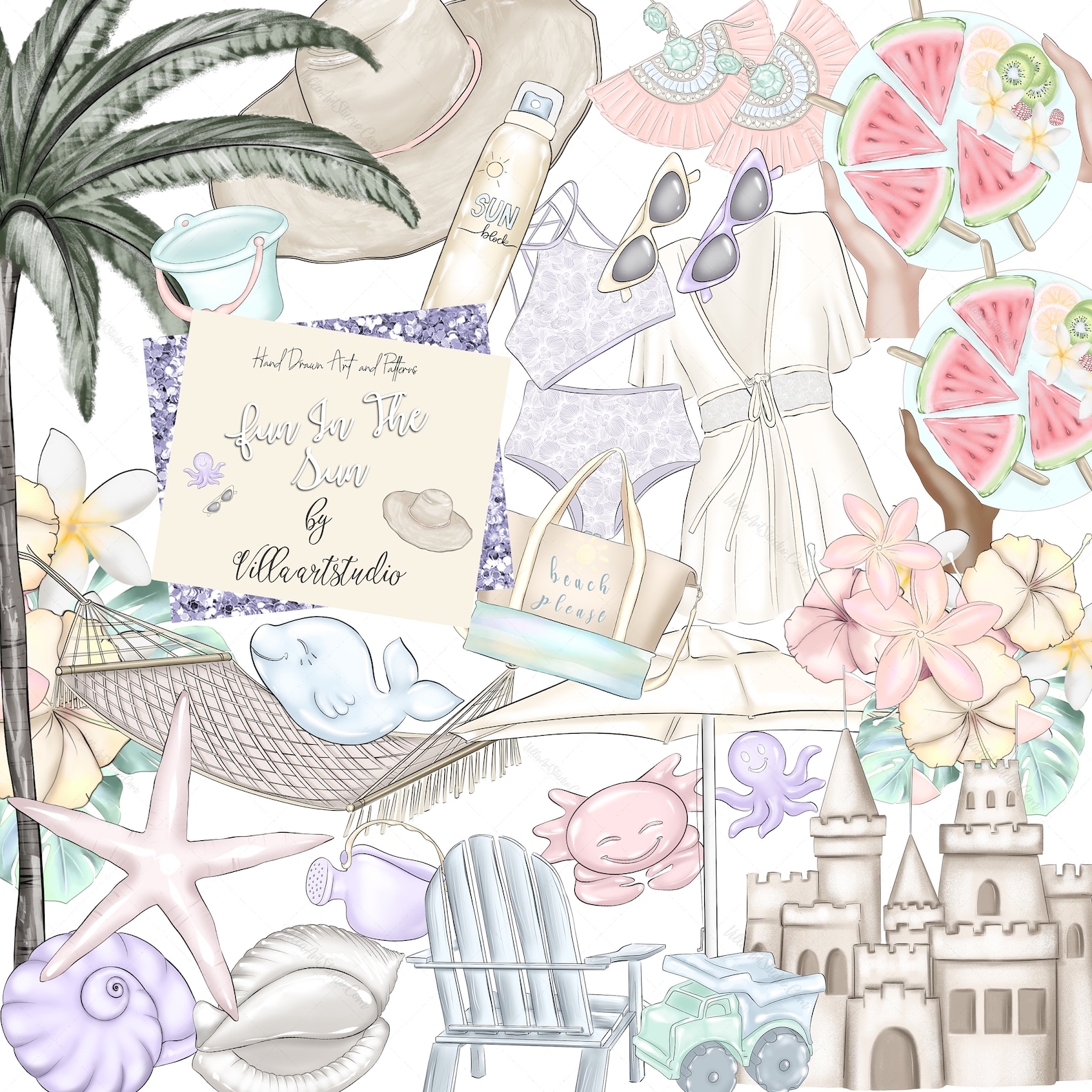 Fun in the Sun Clipart, Summer Clipart, Tropical, Beach, Nautical ...