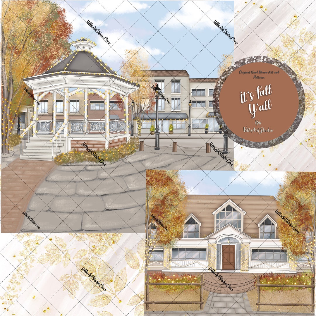 Its Fall Scenes, Cute Fall Art, Small Town Art, Small Town Fall, Cozy ...