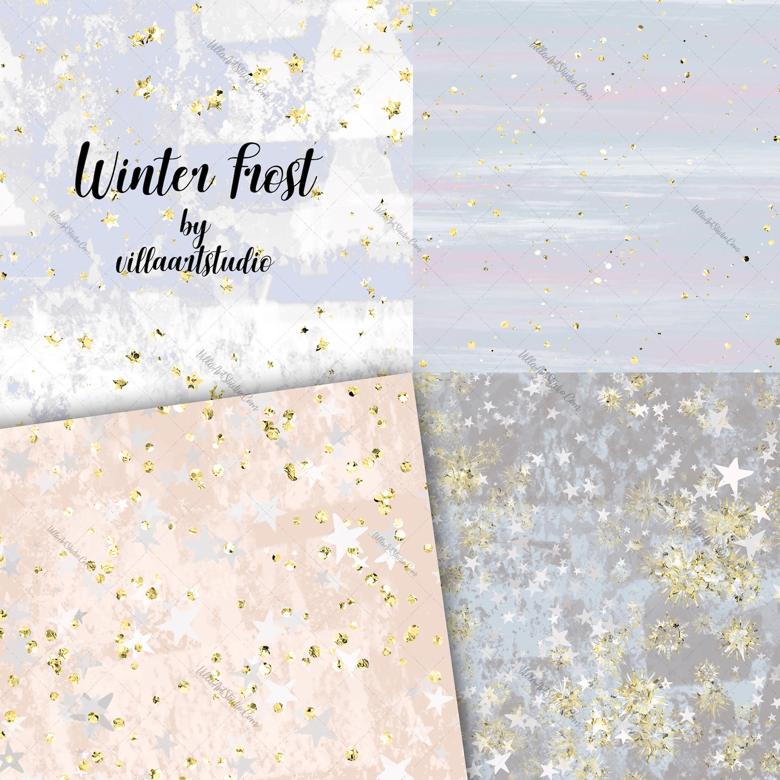 Winter Frost Paper Pack Wintery Papers Glittery Patterns - Etsy