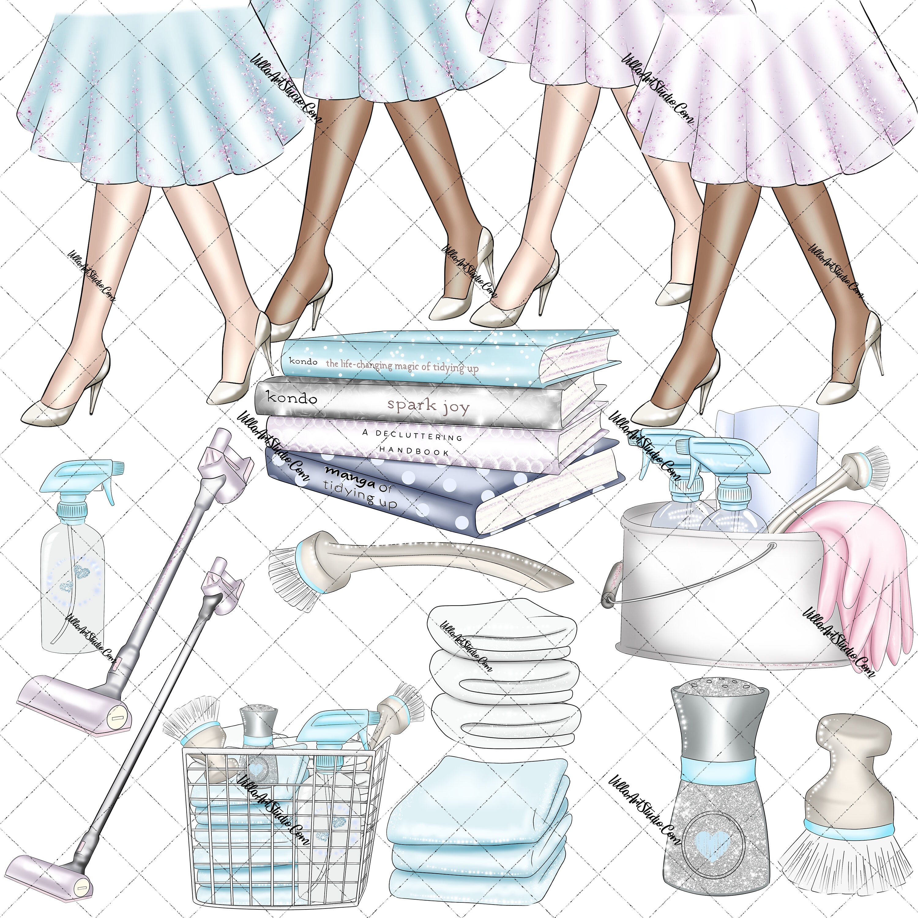 House Cleaning Clipart Hand Drawn Clipart Declutter Tidying - Etsy
