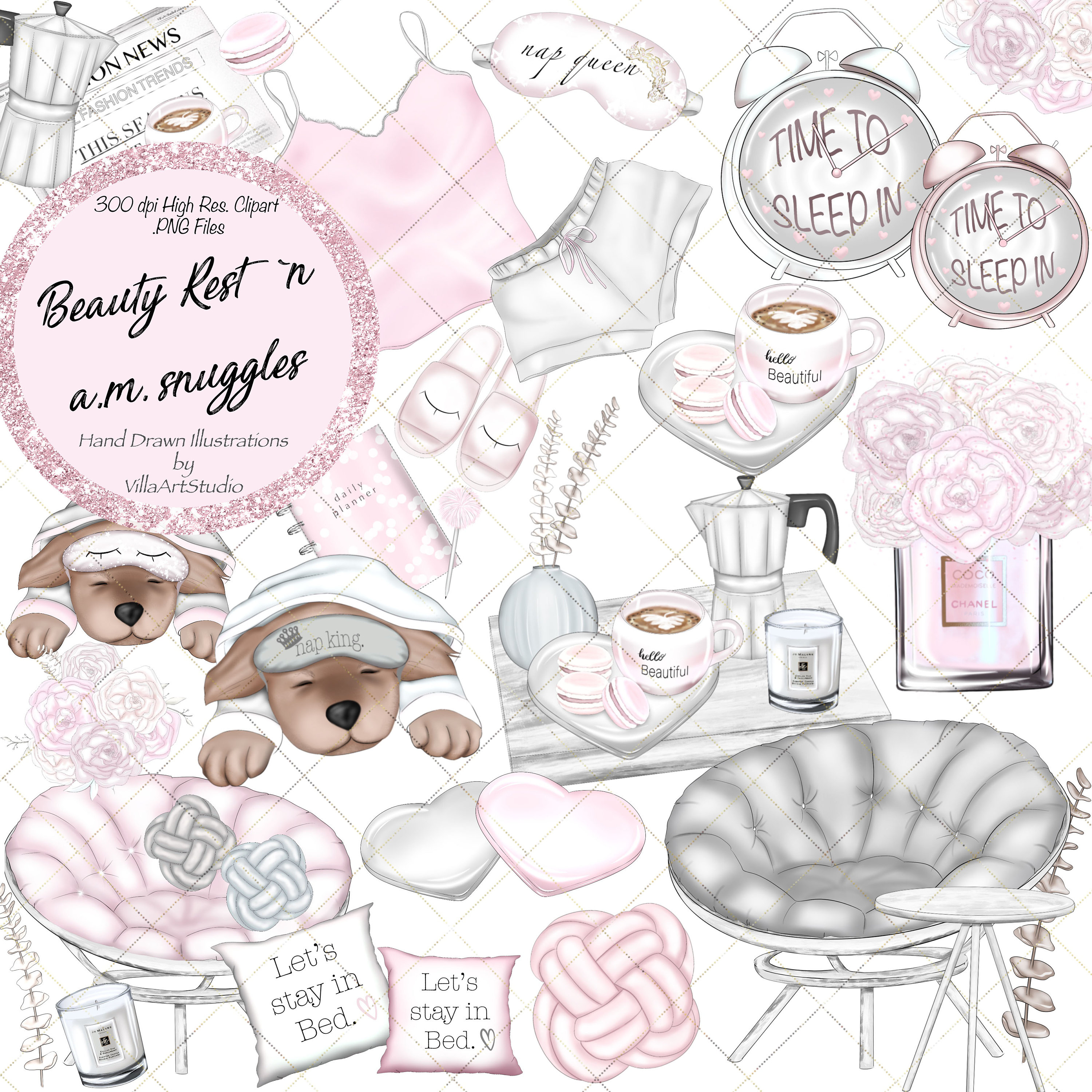 Beauty Rest Clipart, Cozy in Bed, Stay in Bed Clipart, Lets Sleep In ...