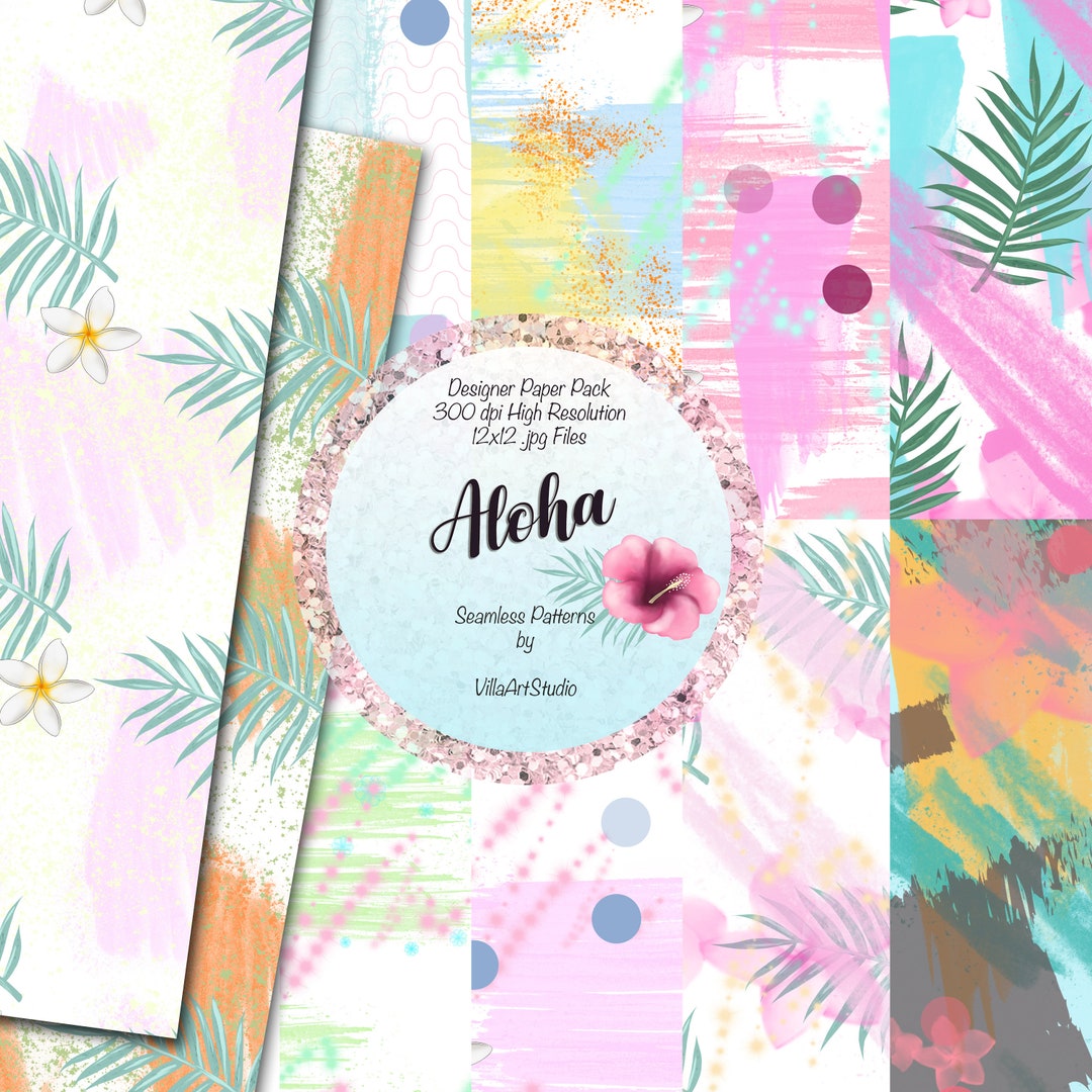 Aloha Fashion Paper Pack,seamless Surface Patterns, Surfer Girl Clipart ...