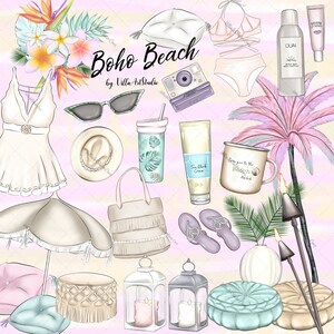 Sunset Beach BOHO Bundle Clipart Summer Vacation Planner Clipart Beach ...