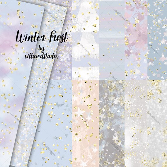 Winter Frost Paper Pack Wintery Papers Glittery Patterns - Etsy