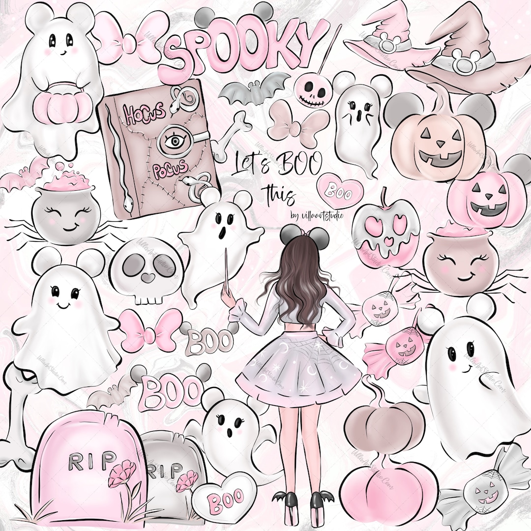 Spooky Cute Clipart Hand Drawn Halloween Happy Halloween Cute Ghost ...