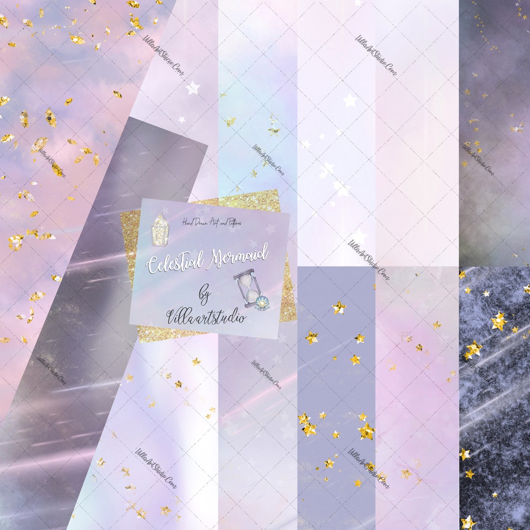 Celestial Mermaid Papers, Paper Pack, Celestial Paper, Whimsical Paper ...