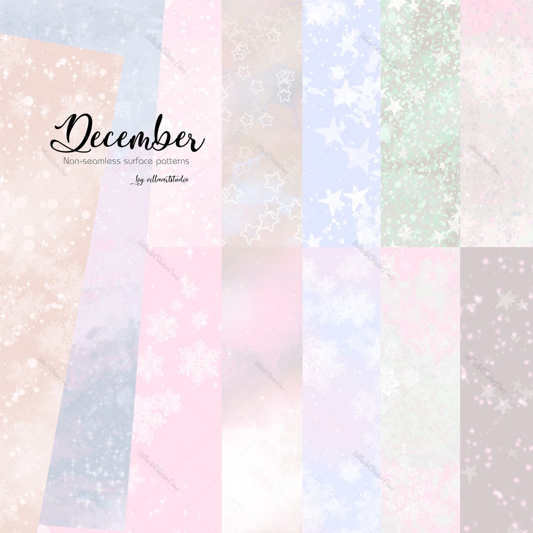 December Joyful Papers Christmas Patterns Non Seamless Pink Christmas Cute Winter Clipart Pastel ...