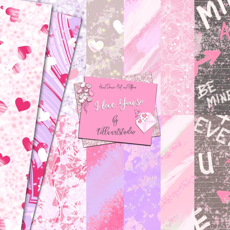 I LOVE YOU SO Papers, Paper Pack, Patterns, Valentines Day, Be Mine ...