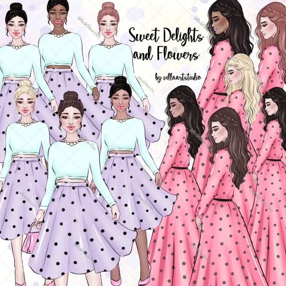 Pink Polka Dot Dress Clipart