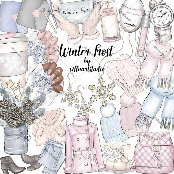 WINTER FROST Clipart Hand Drawn Art Snowy Winter Cute Clipart | Etsy