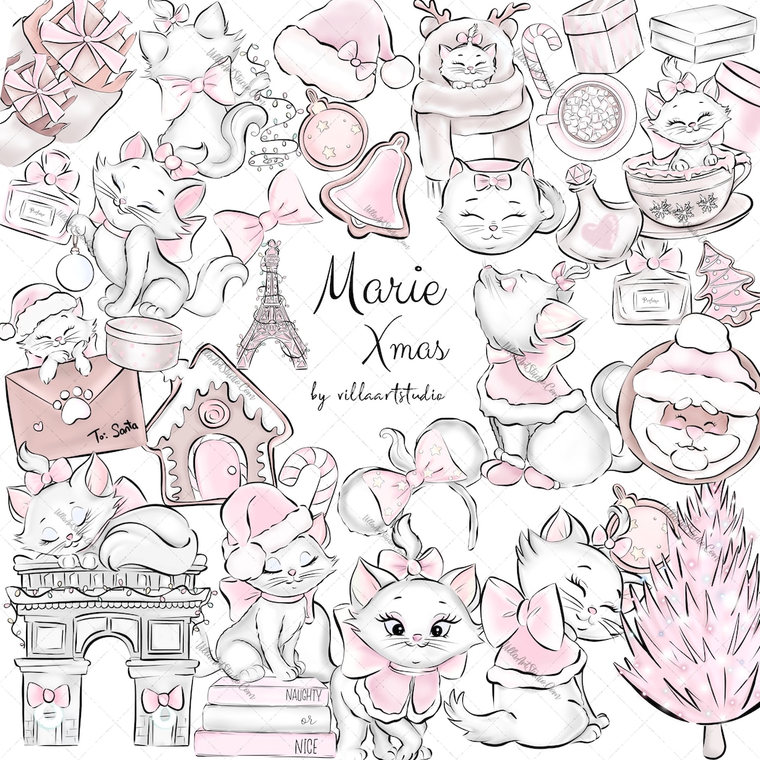 Marie Xmas Clipart Christmas Hand Drawn Art Pink Christmas Cute Winter ...