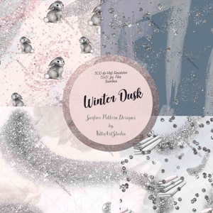 Winter Dusk, Winter Wonderland Paper Designs, Seamless Paper Mountain ...