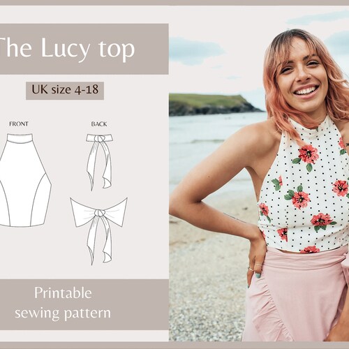Easy PDF Sewing Pattern Download: High Neck Crop Top With - Etsy