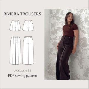 Riviera pants PDF sewing pattern for women NH Patterns wide leg ...