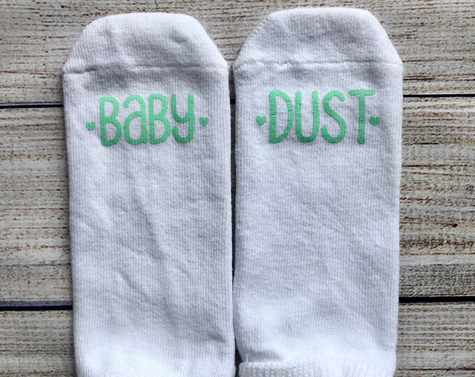 Baby Dust IVF Socks, Mint Green Infertility Socks, Transfer Day Socks ...