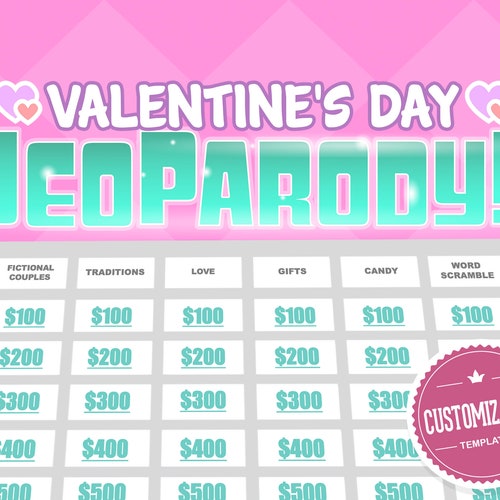 Valentine's Day Jeoparody Game Family Trivia Powerpoint - Etsy