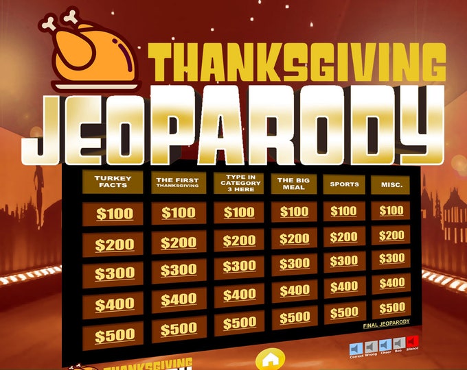 Thanksgiving Jeoparty W/ Working Scoreboard / Interactive / Digital ...