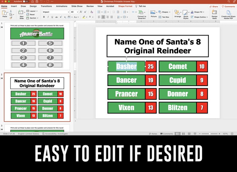 PRINTABLE Christmas Answer Battle - Trivia Game With Score Cards Fun ...