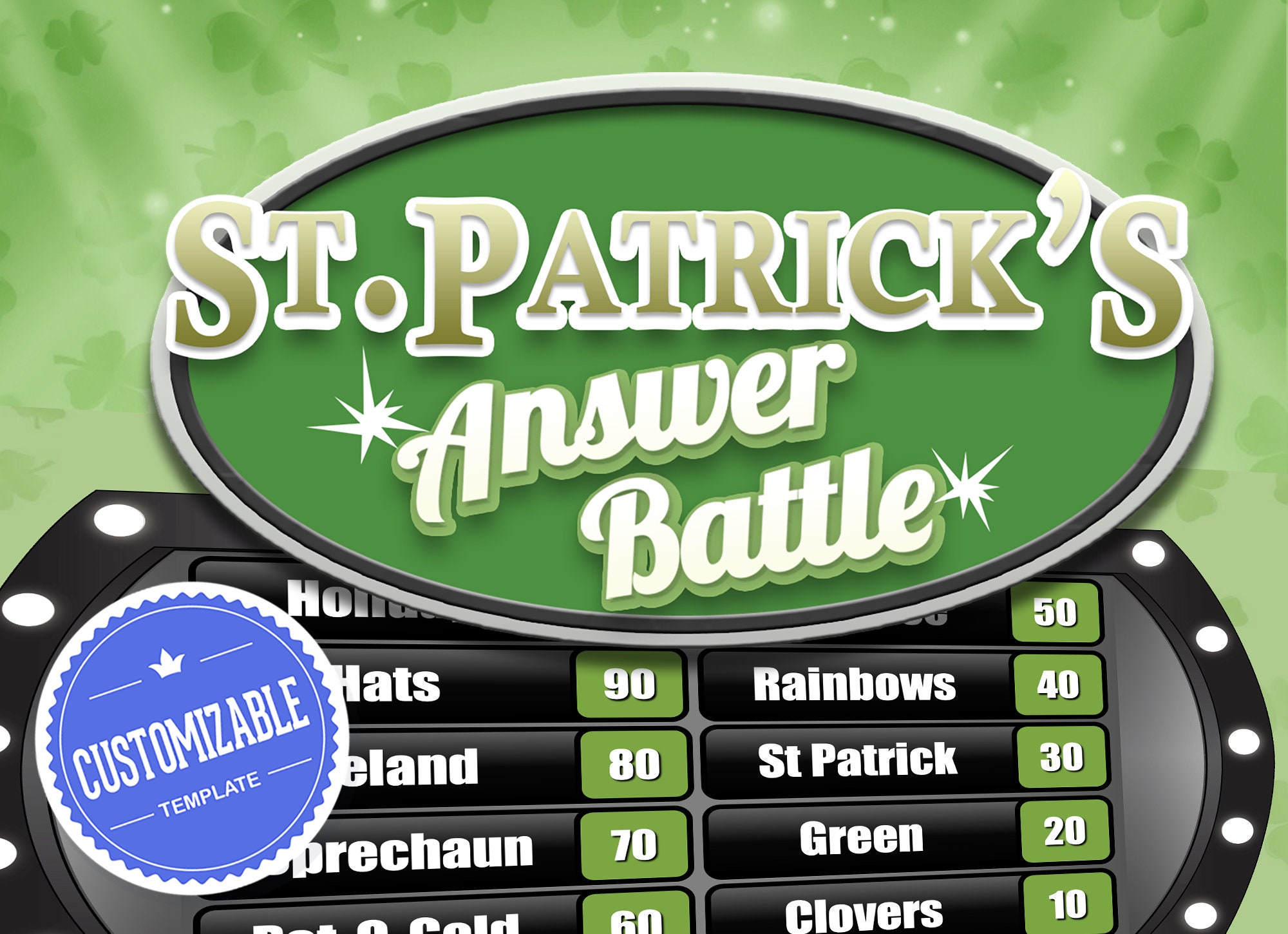 St Patricks Day Answer Battle - Family Trivia Powerpoint Game Automatic ...
