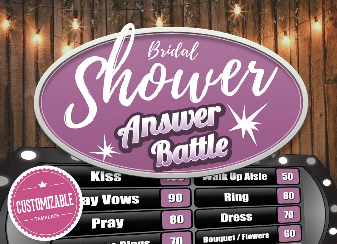 Virtual Bridal Shower Wedding - Answer Battle Trivia Customizable ...