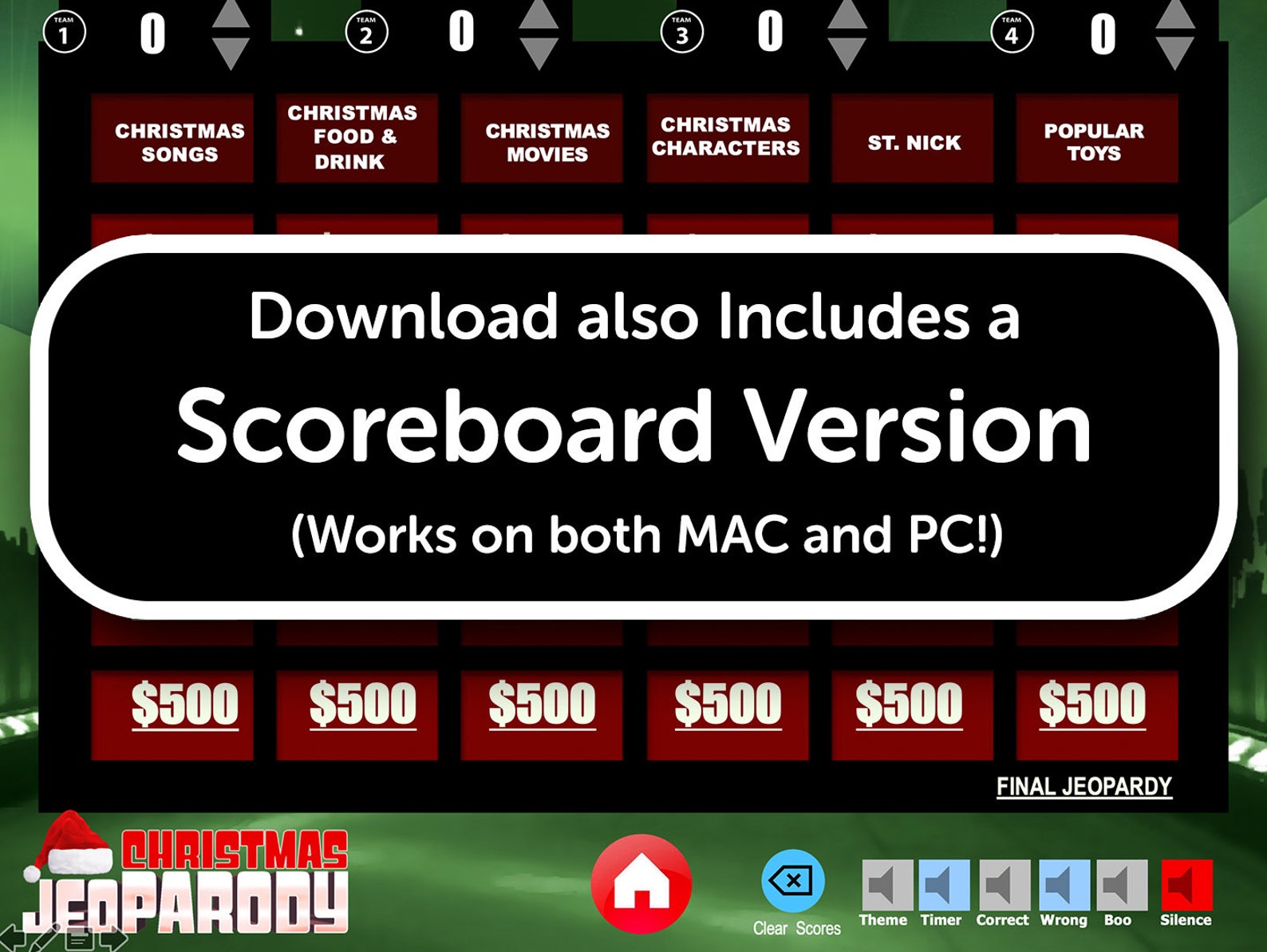 Christmas Jeoparody With Scoreboard - Fun Trivia Powerpoint Game - Mac ...