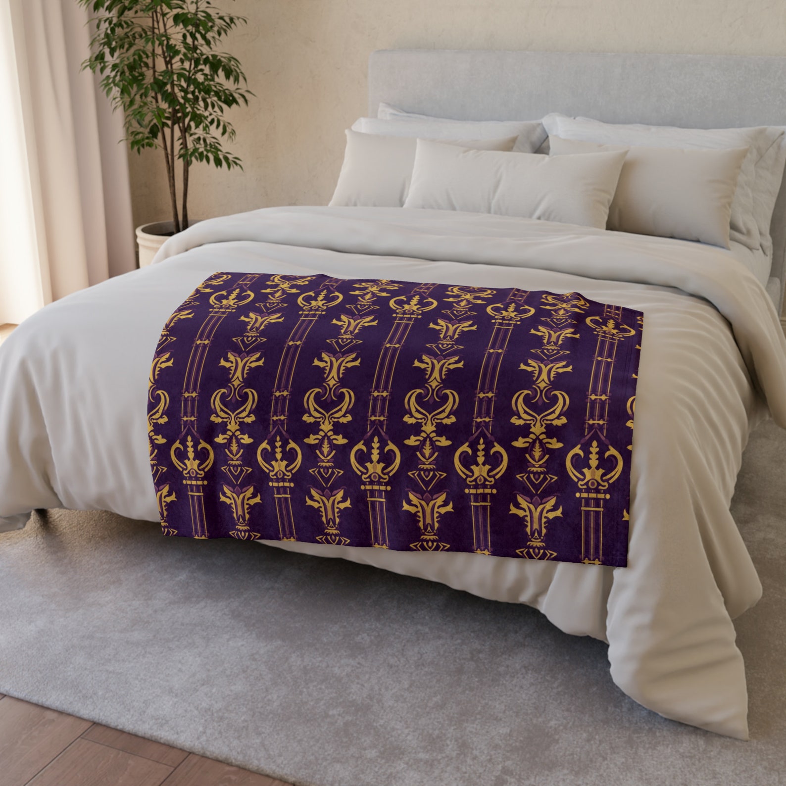 Omega College Fraternity Colors Inspired Throw Cover, Royal Purple ...