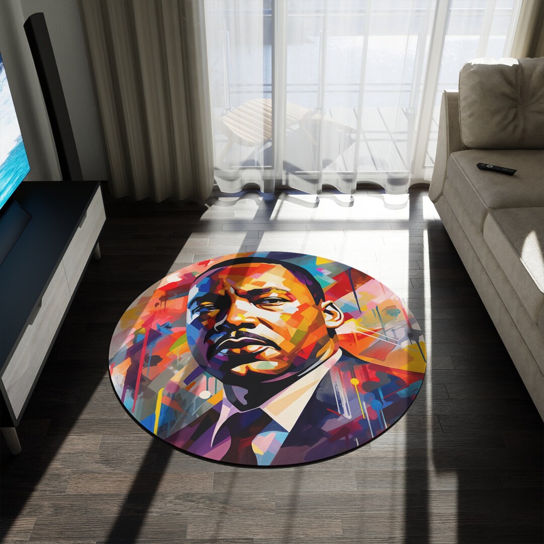 Martin Luther King Artistic 60-inch Round Rug, Civil Rights Icon Room ...