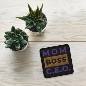 Mom Boss CEO Embroidered Iron On, Sew on Patch Woman Entrepreneur Patch ...