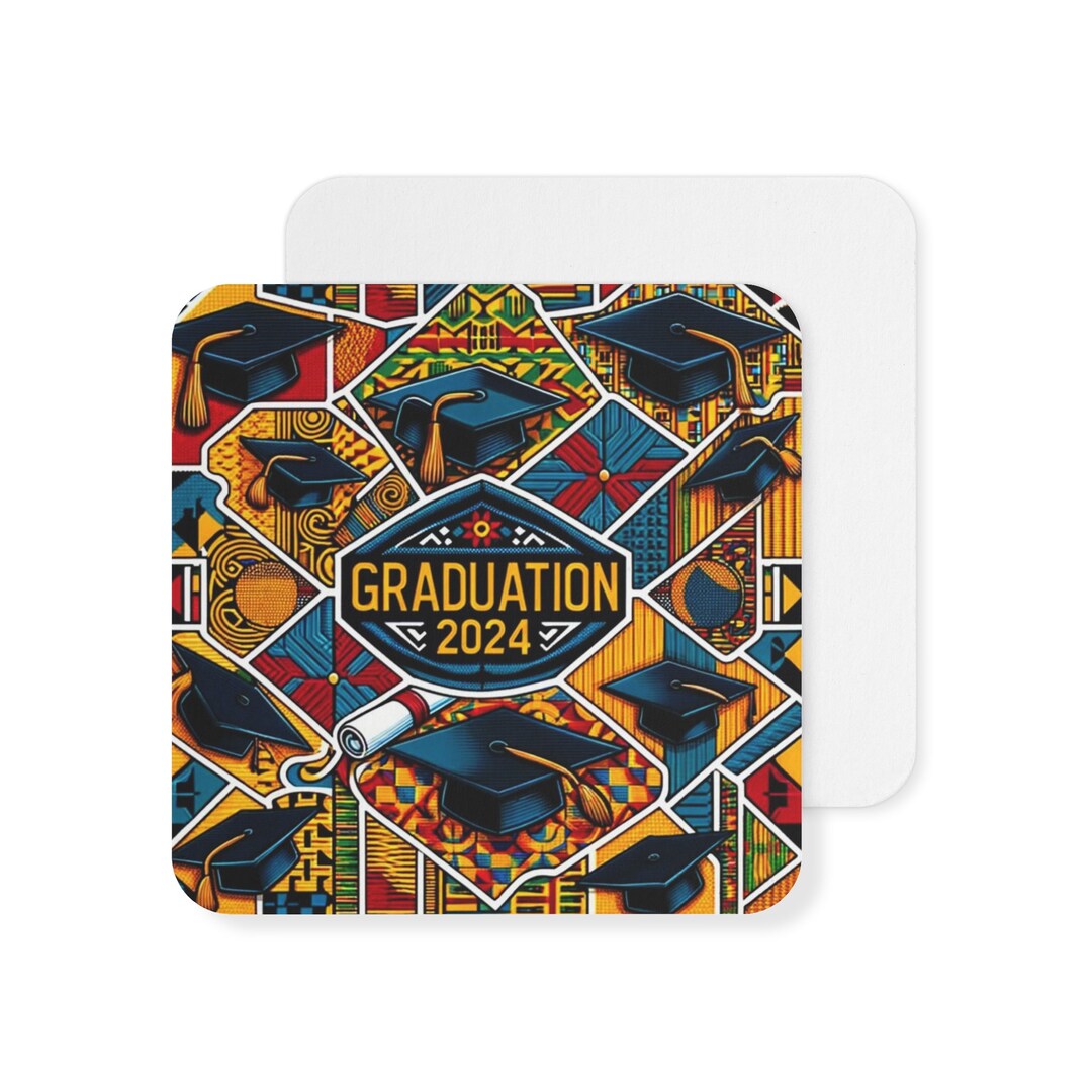 Kente Cloth Class of 2024 Graduation Square Coasters, Afrocentric ...
