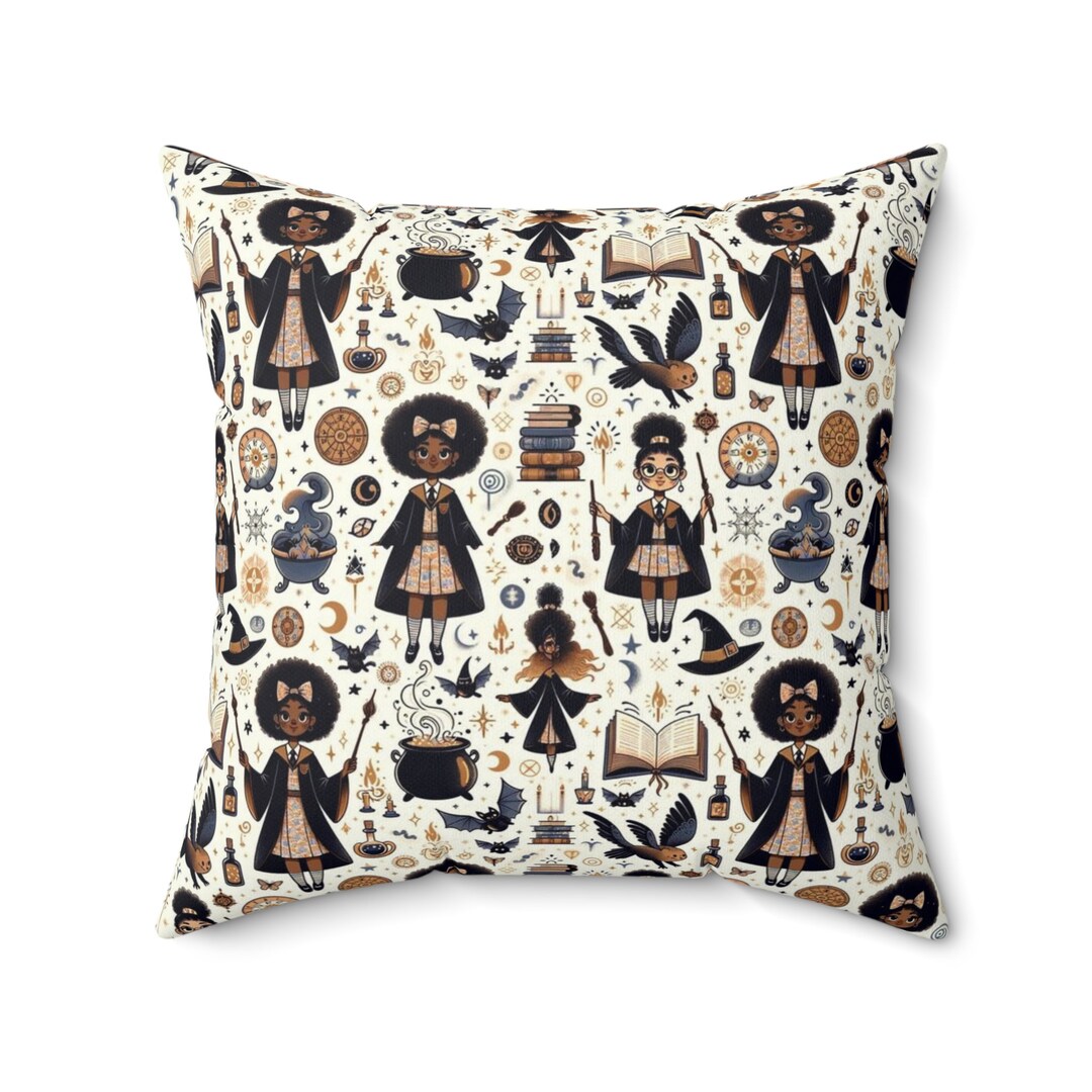 Black Girl Magic Potterhead Fan Throw Pillow Wizardry Bedroom Decor ...