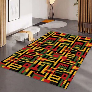 African Kente Print Rug, Tribal Print Vibrant Colors, Non-slip ...