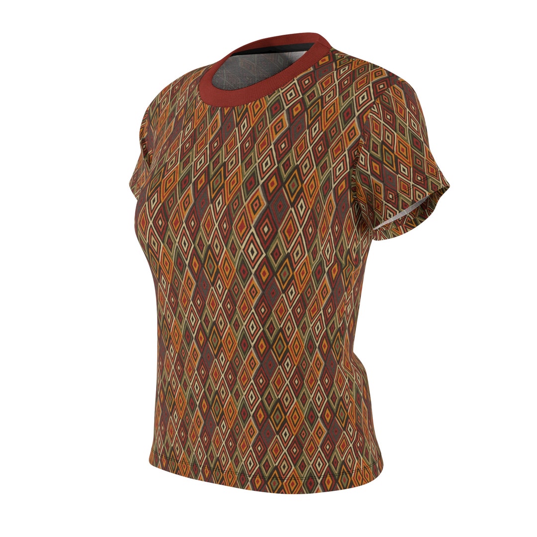 Women's Geometric African Diamond Pattern T-shirt, Vibrant Tribal ...
