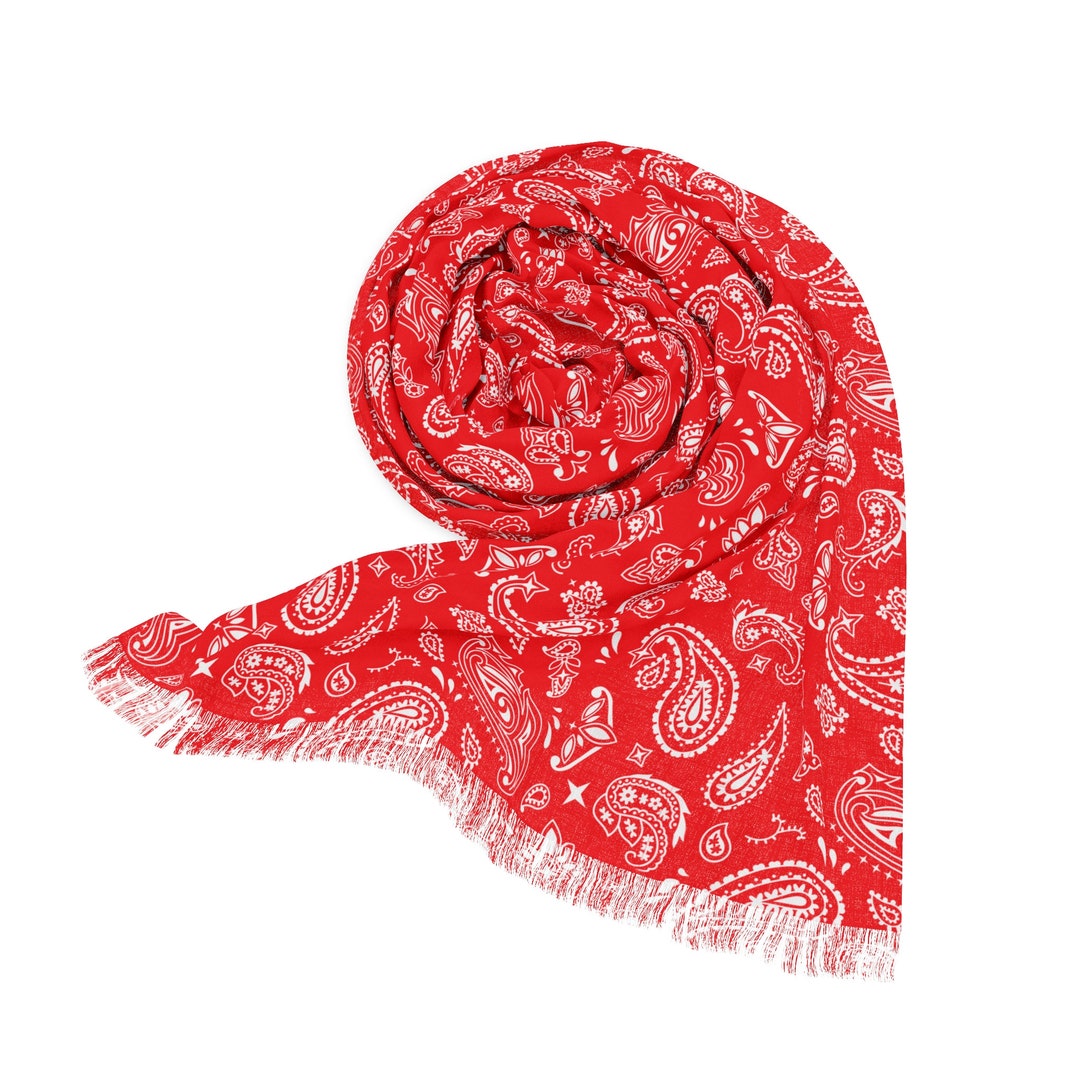 Red Paisley Print Red Bandana Print Light Scarf - Etsy