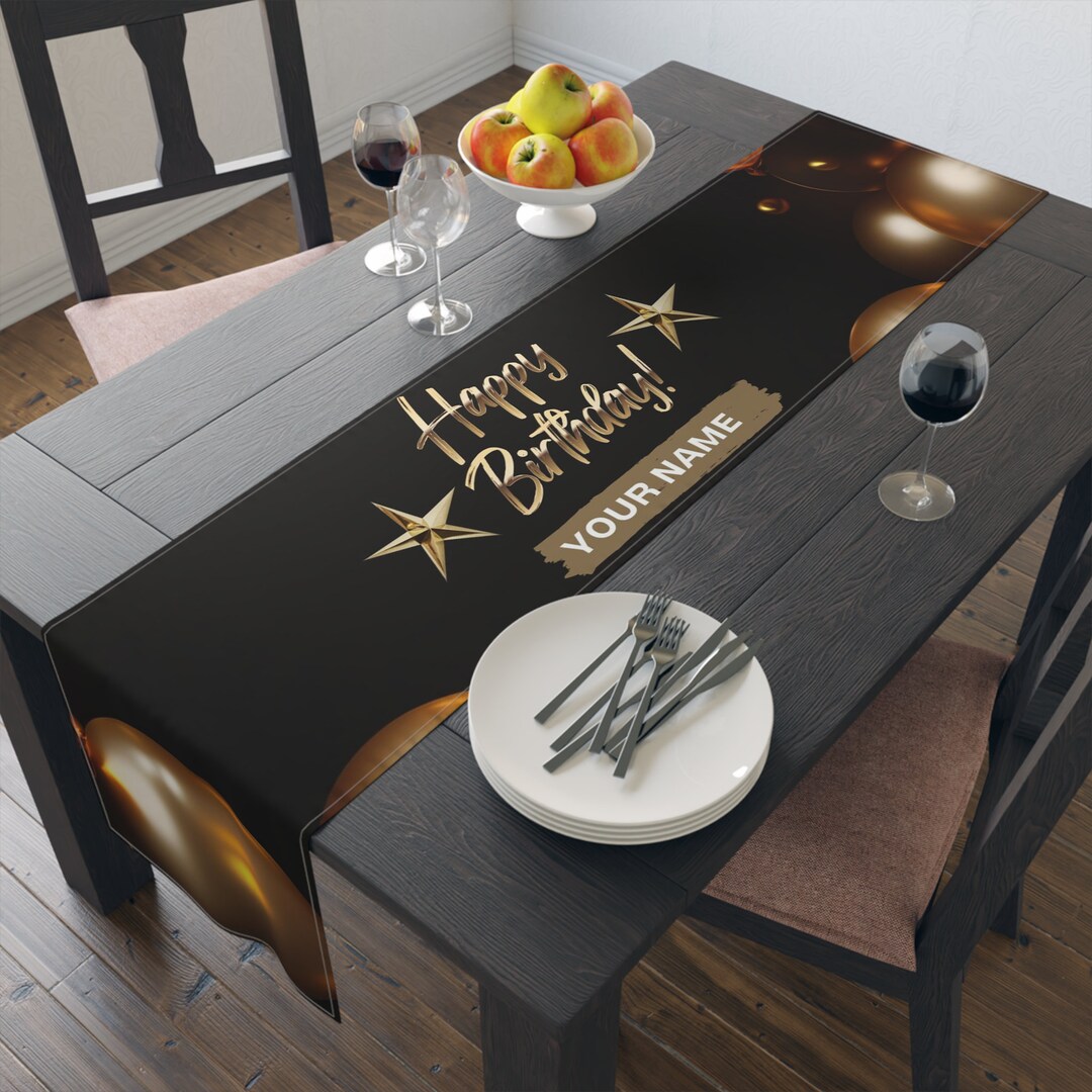 Custom Happy Birthday Balloons Table Cloth, Personalized Name Birthday ...