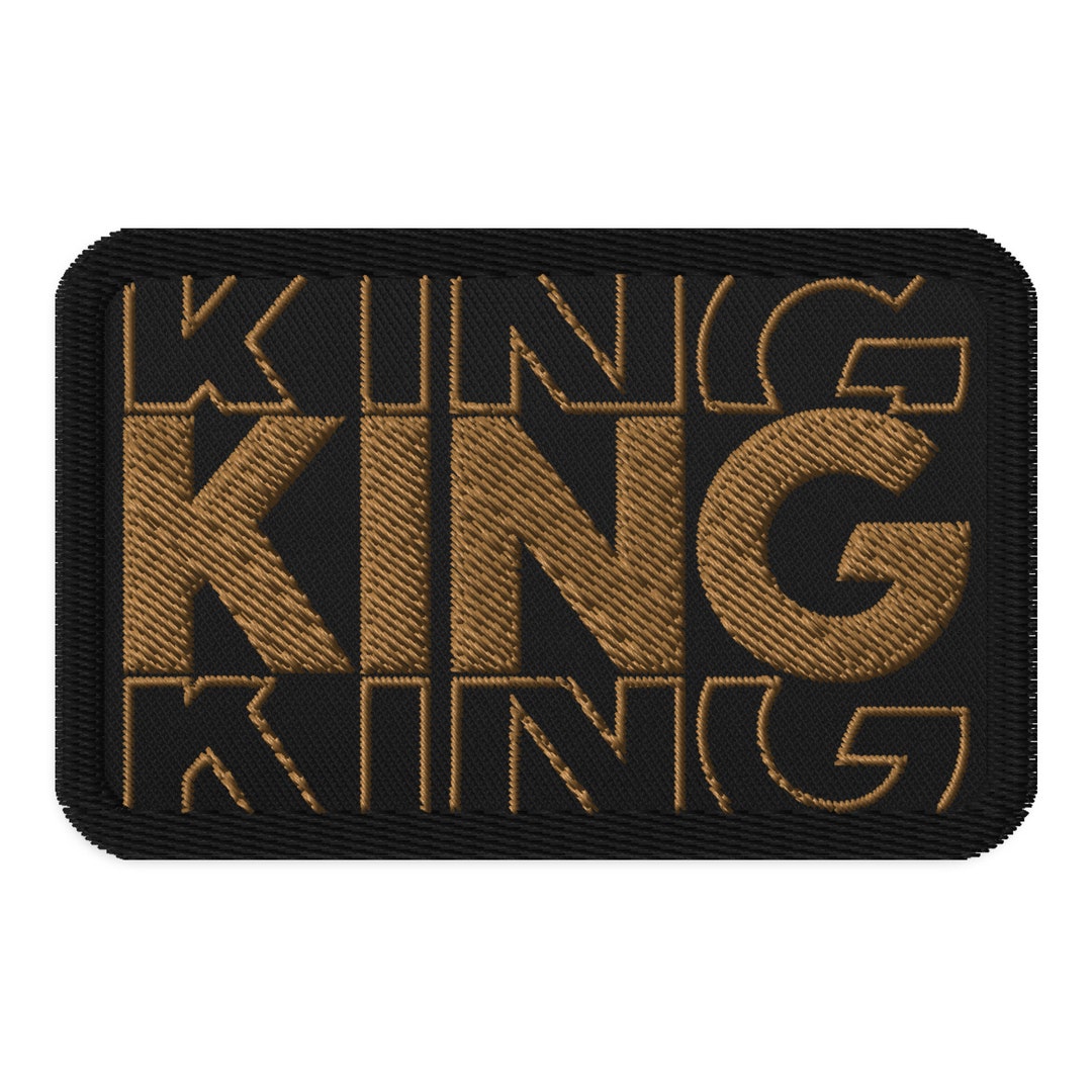 King Royalty Old Gold Embroidered Patch, Iron On, Sew on King Patch ...
