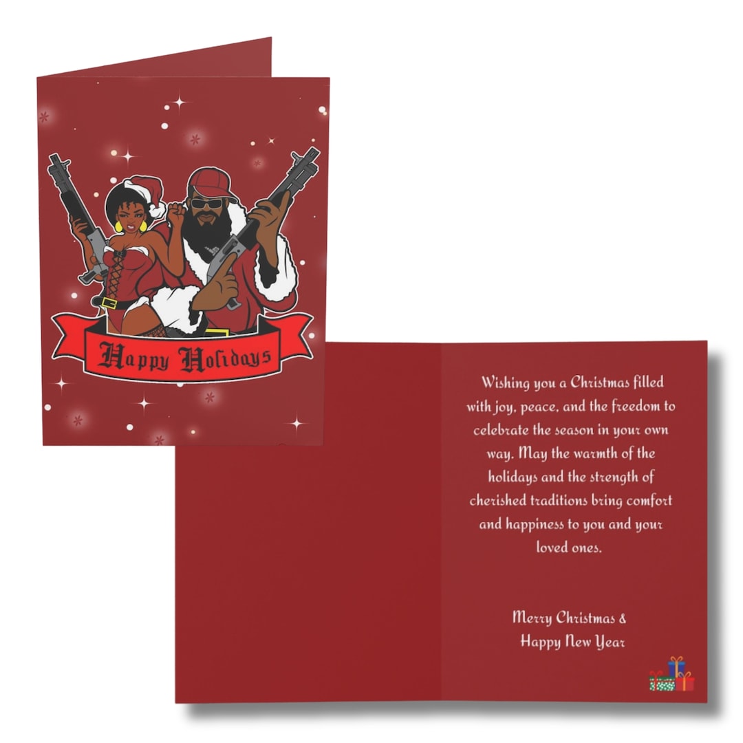 Second Amendment Black Santa and Mrs Claus Happy Holiday Cards 1, 10 ...