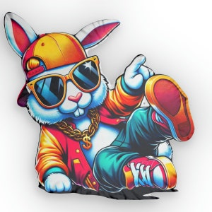 Hip Hop Easter Bunnyshaped Decorative Pillow, Double-sided Plush Easter ...