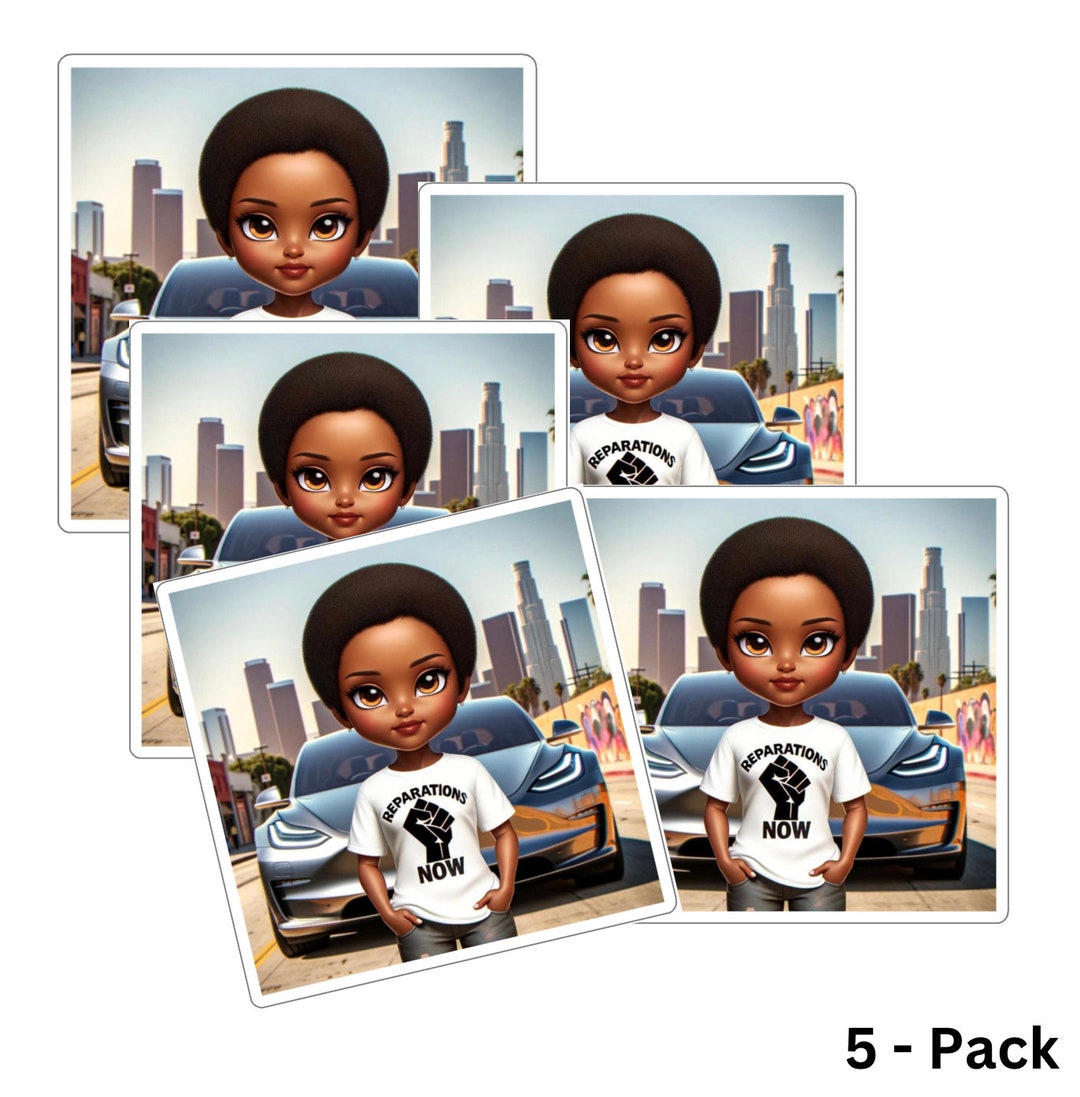 Pack of 5 Reparations Now Sticker Pack, Black Empowerment Stickers ...