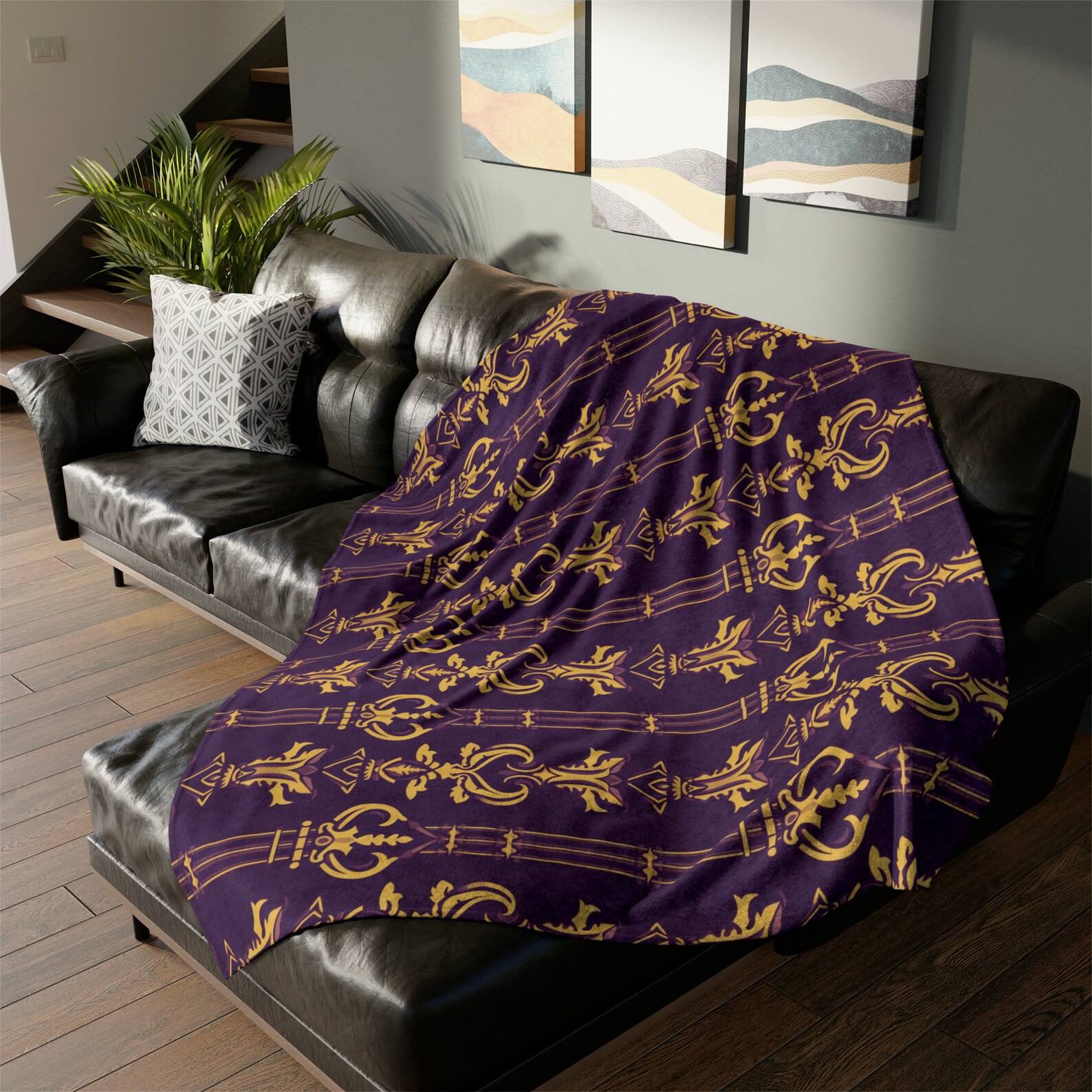 Omega College Fraternity Colors Inspired Throw Cover, Royal Purple ...