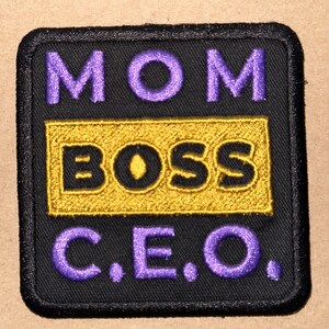 Mom Boss CEO Embroidered Iron On, Sew on Patch Woman Entrepreneur Patch ...