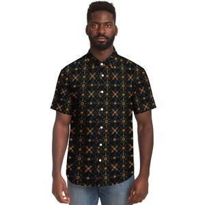 Indigo African Kitenge Print Men's Button Down Shirt, Elegant Ankara ...