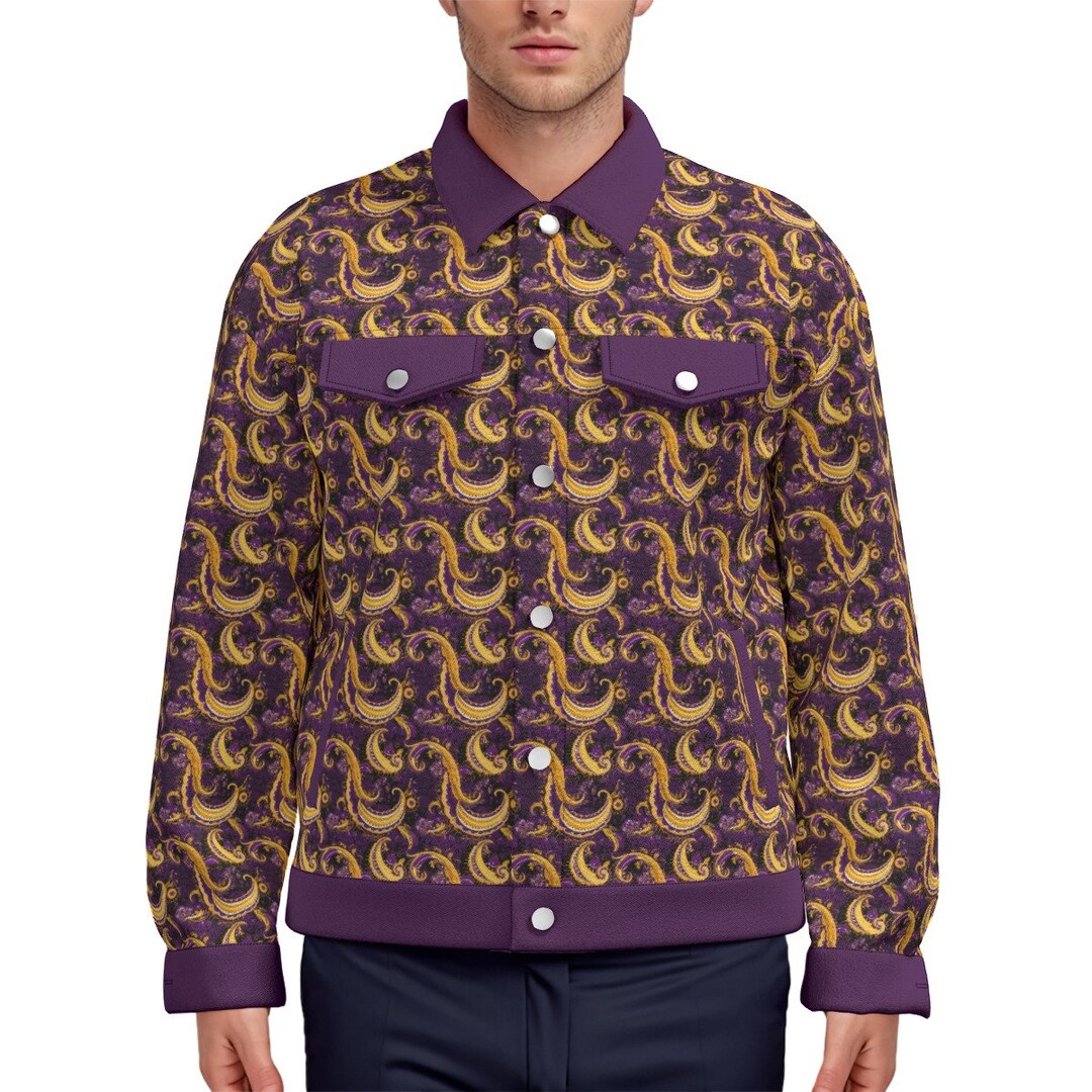 Lakers-inspired Fashion Lapel Jacket Unisex Paisley Print Outerwear ...